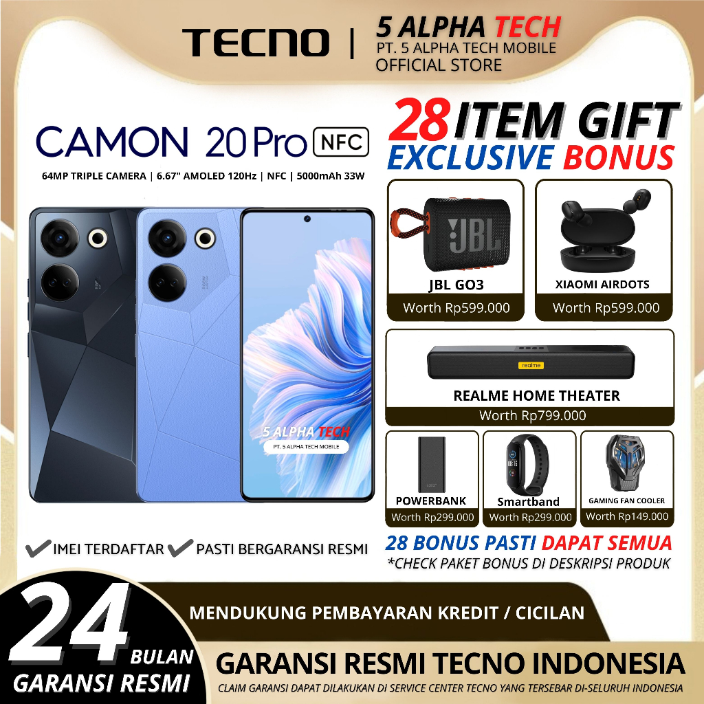 Jual TECNO Camon 20 Pro NFC 8/256GB ( + 8GB Extended RAM ) Garansi ...