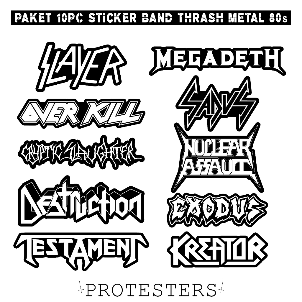 Jual Paket 10pc Sticker Band Thrash Metal 80s / Stiker Motor, Mobil, HP ...