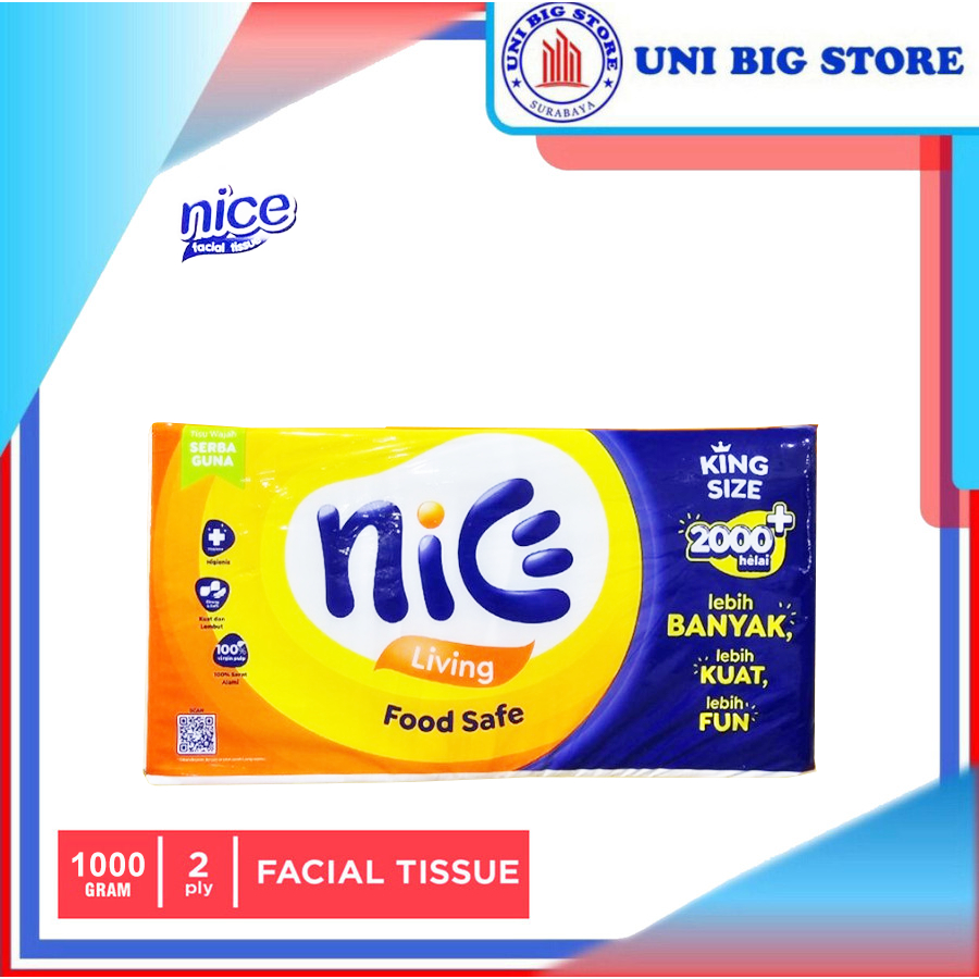 Jual NICE Facial Tissue 1000 gram 2 Ply Tisu wajah Kiloan Refill 2000 ...