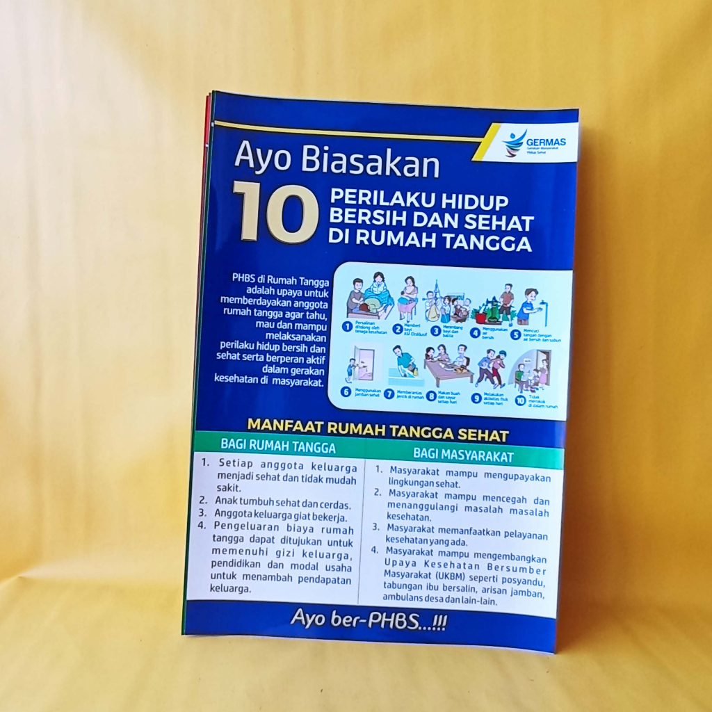 Jual Poster PHBS | Poster Ayo Biasakan 10 PHBS | Poster PHBS di Rumah ...