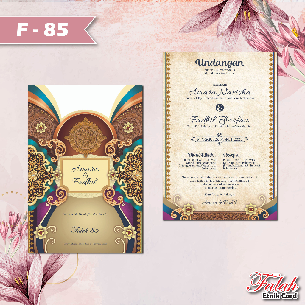 Jual Blanko Undangan Pernikahan Falah code F 85 wedding simple murah ...