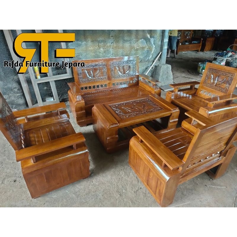 Jual Kursi Tamu minimalis Jati donini daun REAL PICT termurah ( kursi ...