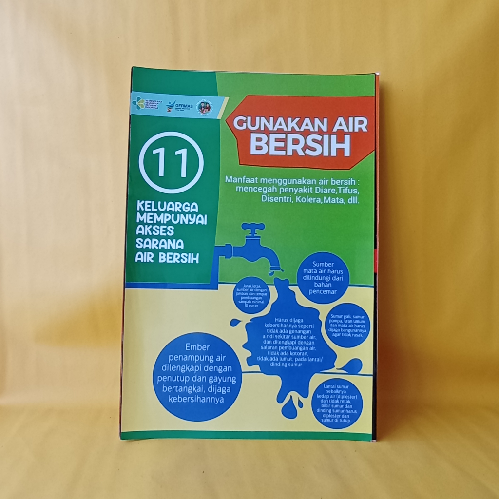 Jual Poster Kesehatan | Poster 12 Indikator KS | Keluarga Mempunyai Akses Air Bersih | Poster ...