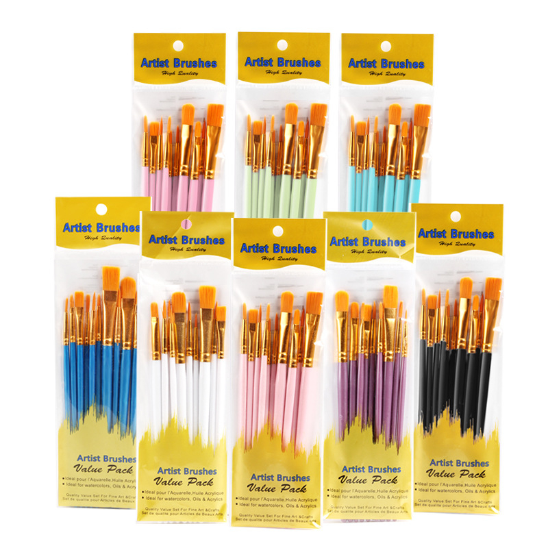 Jual 1 SET 10PCS KUAS LUKIS / SET KUAS MELUKIS CAT AIR, ACRYLYC DLL ...
