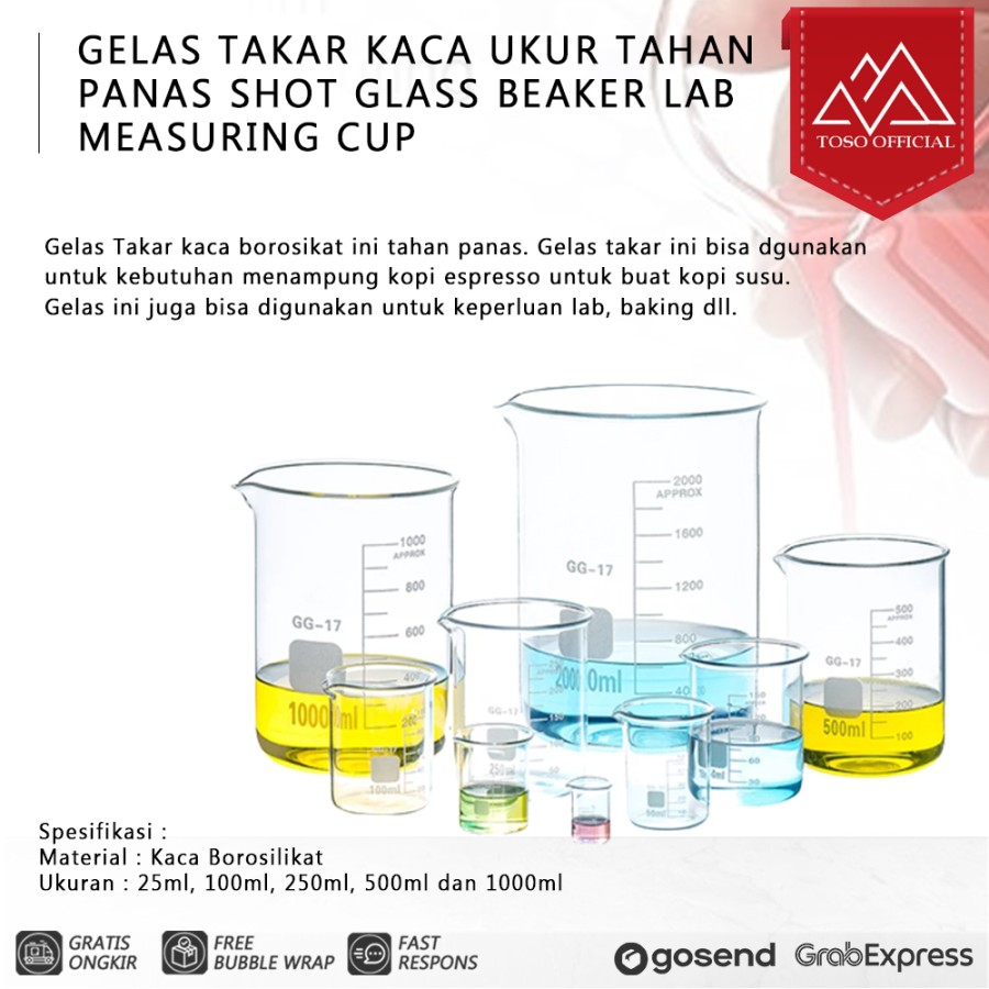 Jual GELAS TAKAR KACA UKUR TAHAN PANAS SHOT GLASS BEAKER LAB MEASURING ...