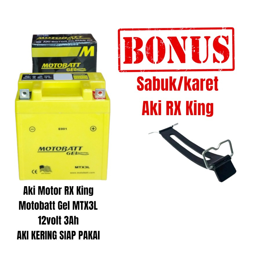 Jual Aki Motor Kering Yamaha RX King RX Spesial Accu Motobatt MTX3L Gel ...