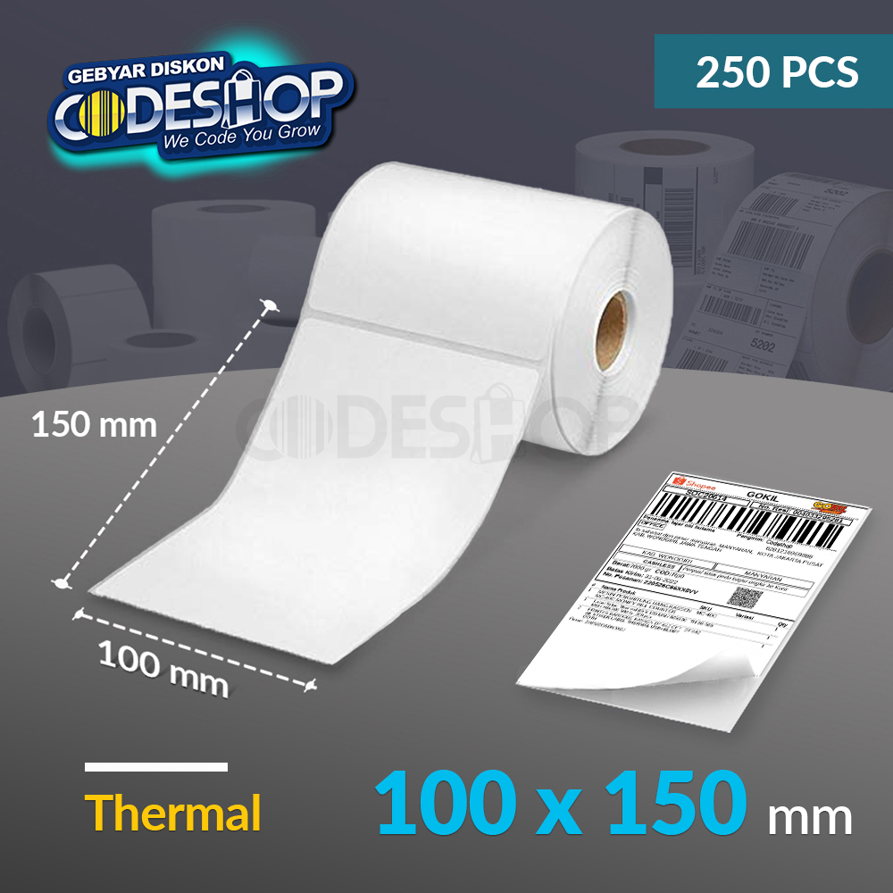 Jual Codeshop ECO Label Thermal 100 x 150 mm A6 1 Line Stiker Printer Barcode Core 1 Inch Isi ...