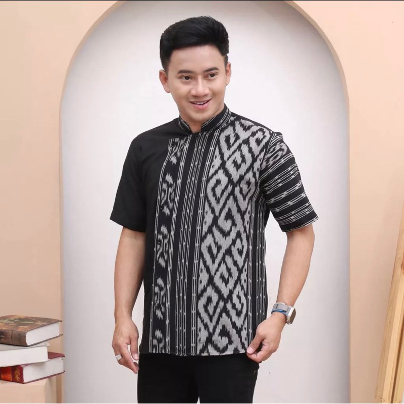 Jual KEMEJA BATIK PRIA SONGKET TENUN TORAJA HITAM KONDANGAN ACARA ...
