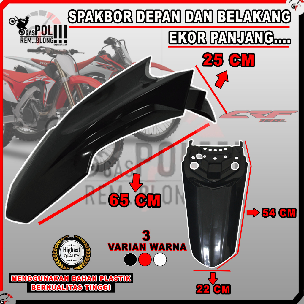 Jual SPAKBOR SET DEPAN BELAKANG CRF 150 250 150L HONDA SPAKBOARD FENDER ...