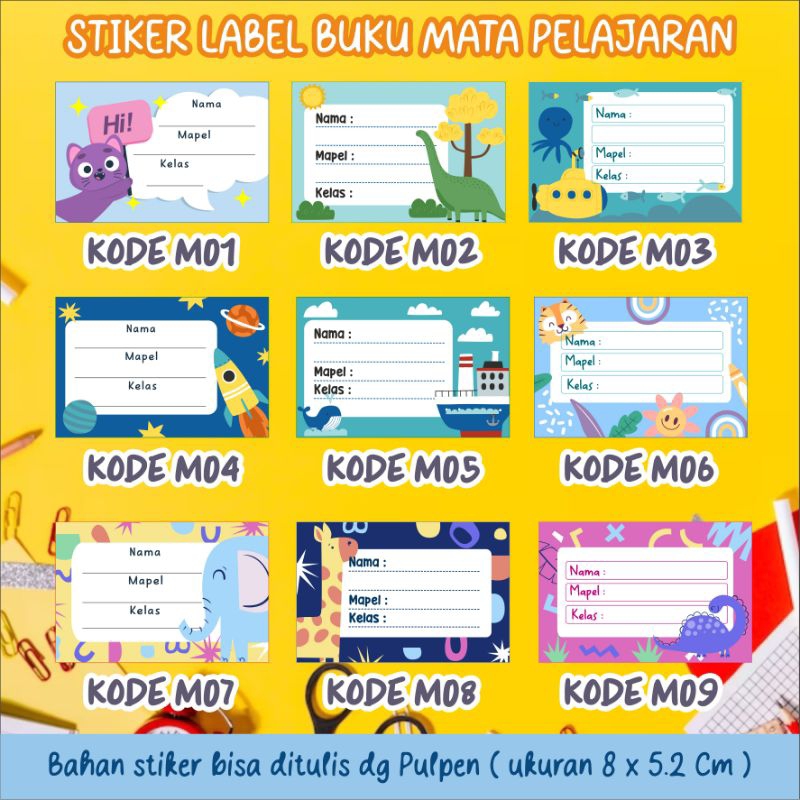 Jual STIKER LABEL MATA PELAJARAN SEKOLAH LUCU (10 PCS) STIKER NAMA ...