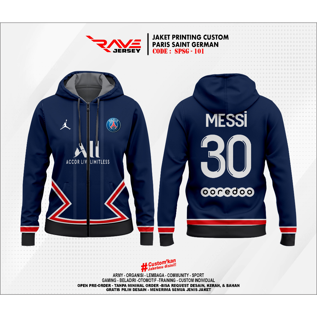 Jual JAKET CLUB PARIS ST GERMAINT PSG SESI 1 FULL PRINTING SUBLIMATION ...