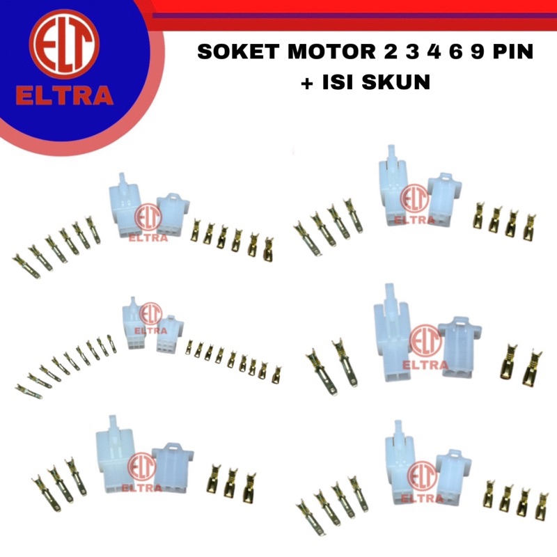 Jual Soket socket motor 2 3 4 6 9 pin + isi skun konektor kabel motor ...