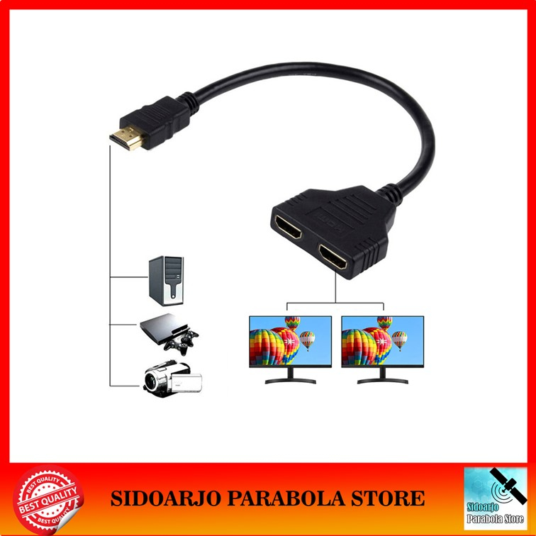Jual Kabel HDMI Splitter Cable HD Split 1 Input 2 Output Full HD Video ...