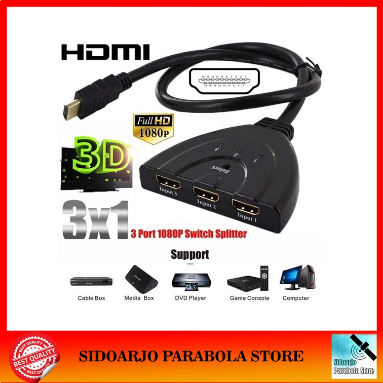 Jual Kabel HDMI Selektor 4K Switcher 3 Input 1 Output UHD Video 3in1 ...