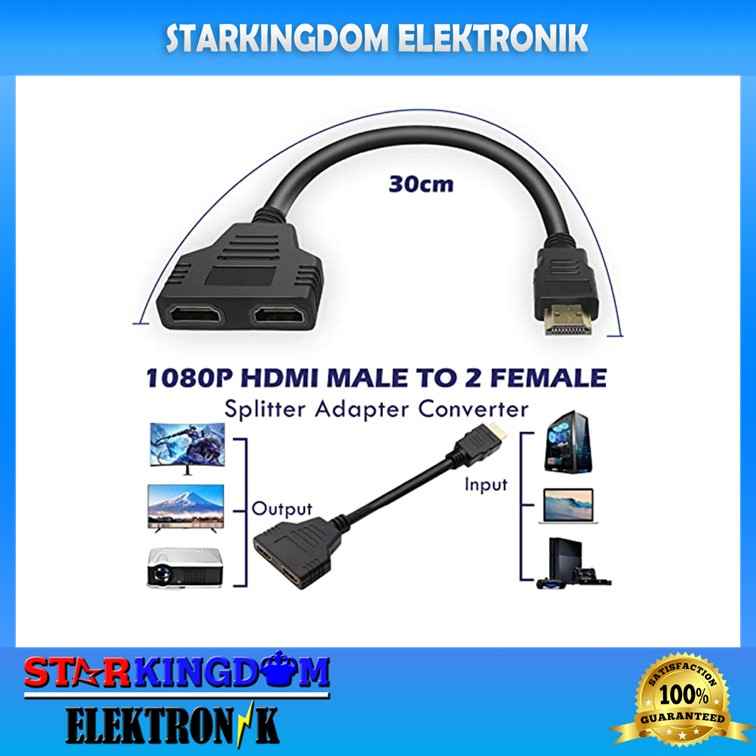 Jual Kabel Cabang HDMI Splitter Cable 1in2 HD Split 1 Input Male To 2 ...
