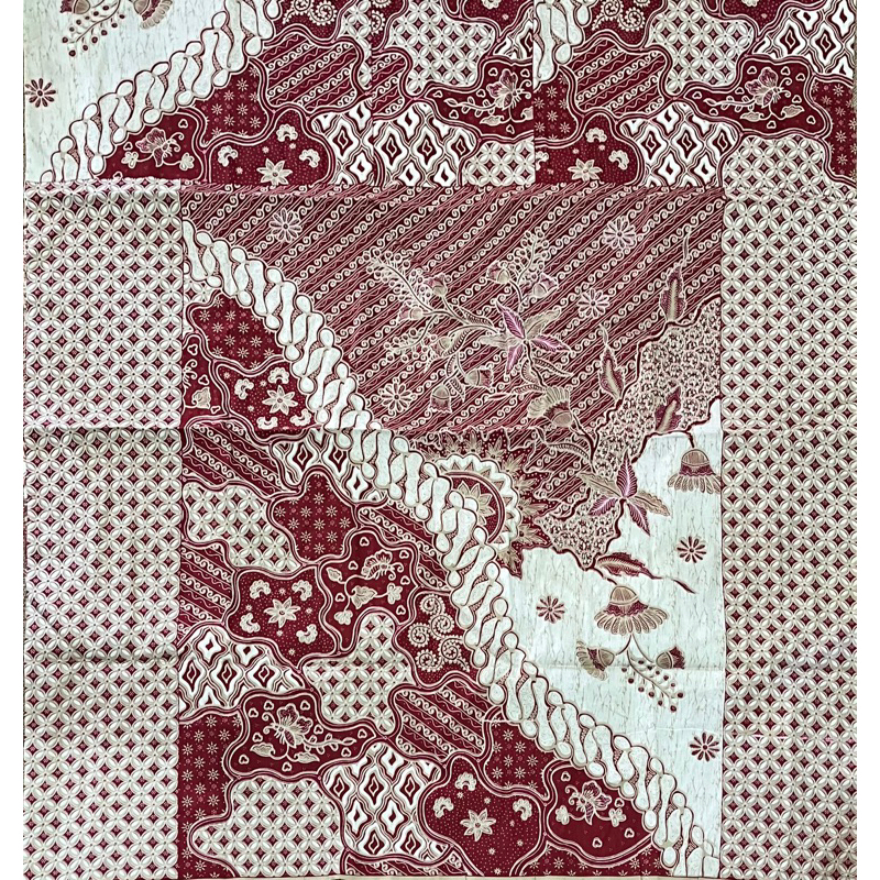 Jual Kain Batik MERAH MAROON MERAH CABE POLA KEMEJA Handprint | Shopee ...