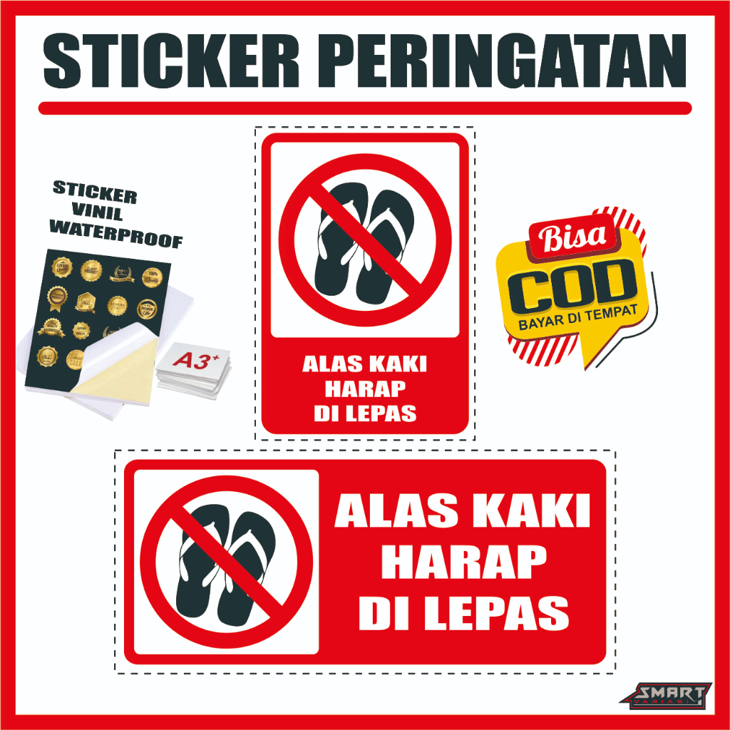 Jual STIKER TULISAN / LOGO RAMBU ALAS KAKI HARAP DILEPAS sandal ...