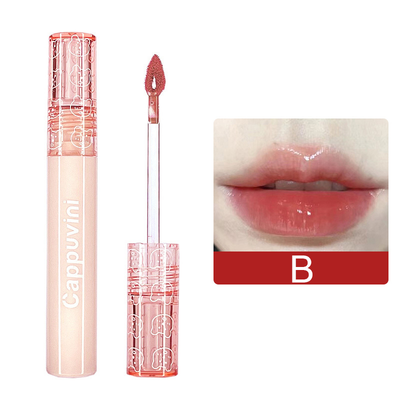 Jual COD&Ready CAPPUVINI Pink Bear Glass Lip Gloss Korean Lip Glaze Water Mirror Lipgloss ...