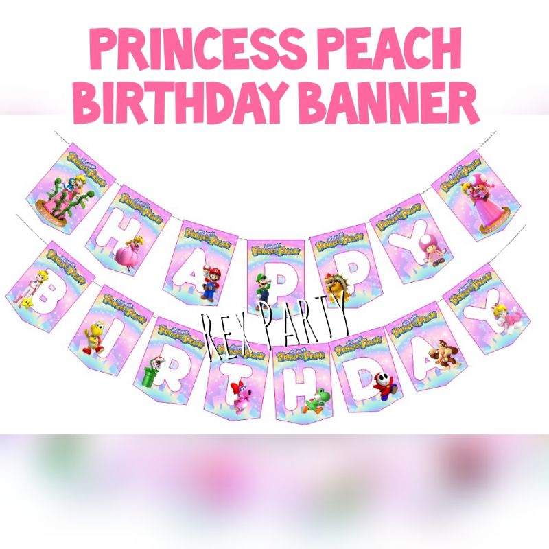 Jual Princess Peach Birthday Banner / Bunting Princess Peach/Princess ...