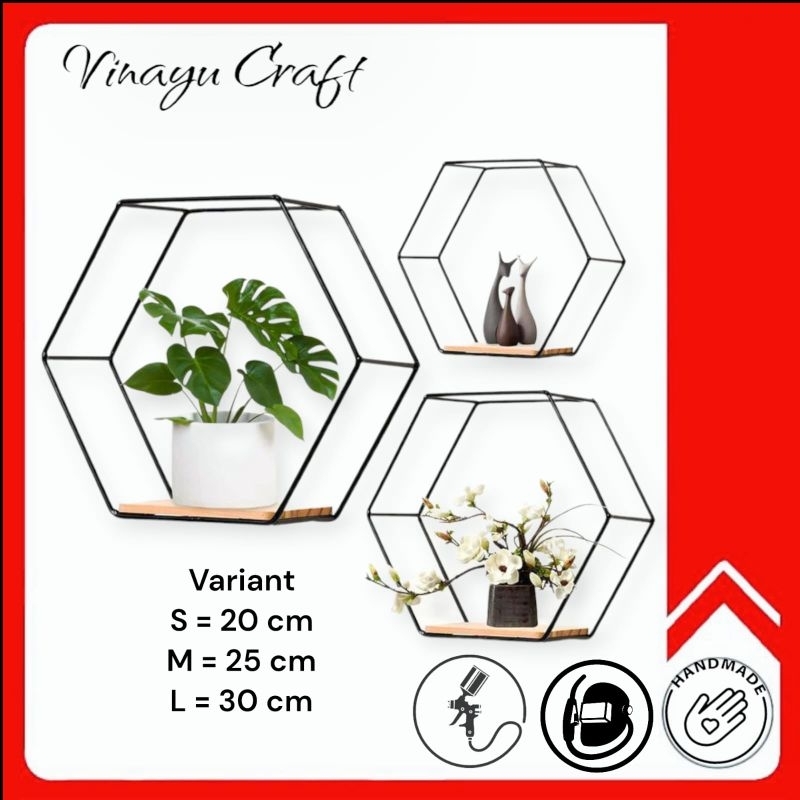 Jual Rak Dinding Hexagonal 3 Dimensi 1set 3pcs Besar Sedang Kecil