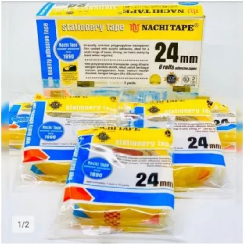 Jual Nachi Tape Stationery Premium 24mm / 1inch / 72 yard | Shopee ...