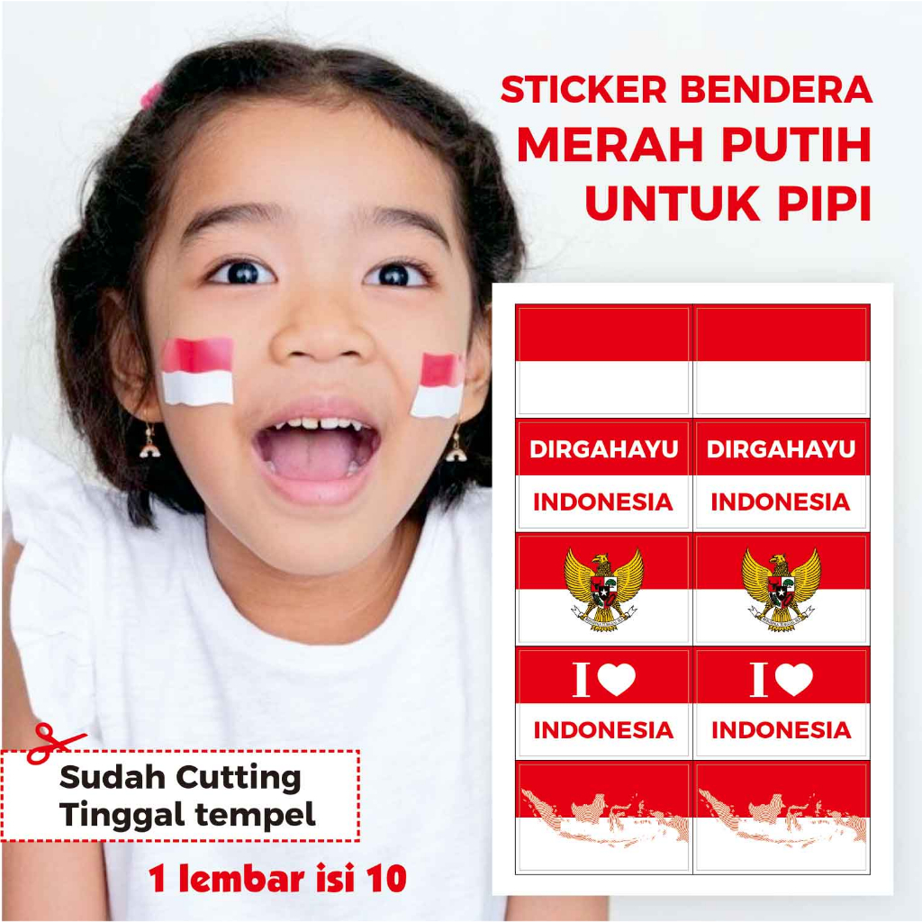 Jual STIKER STICKER TEMPELAN BENDERA MERAH PUTIH PIPI HUT RI ...