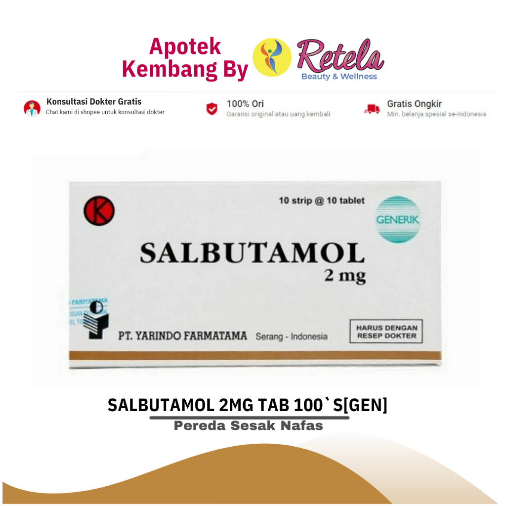 Jual Salbutamol 2MG Tab 100`S [GEN] | Shopee Indonesia