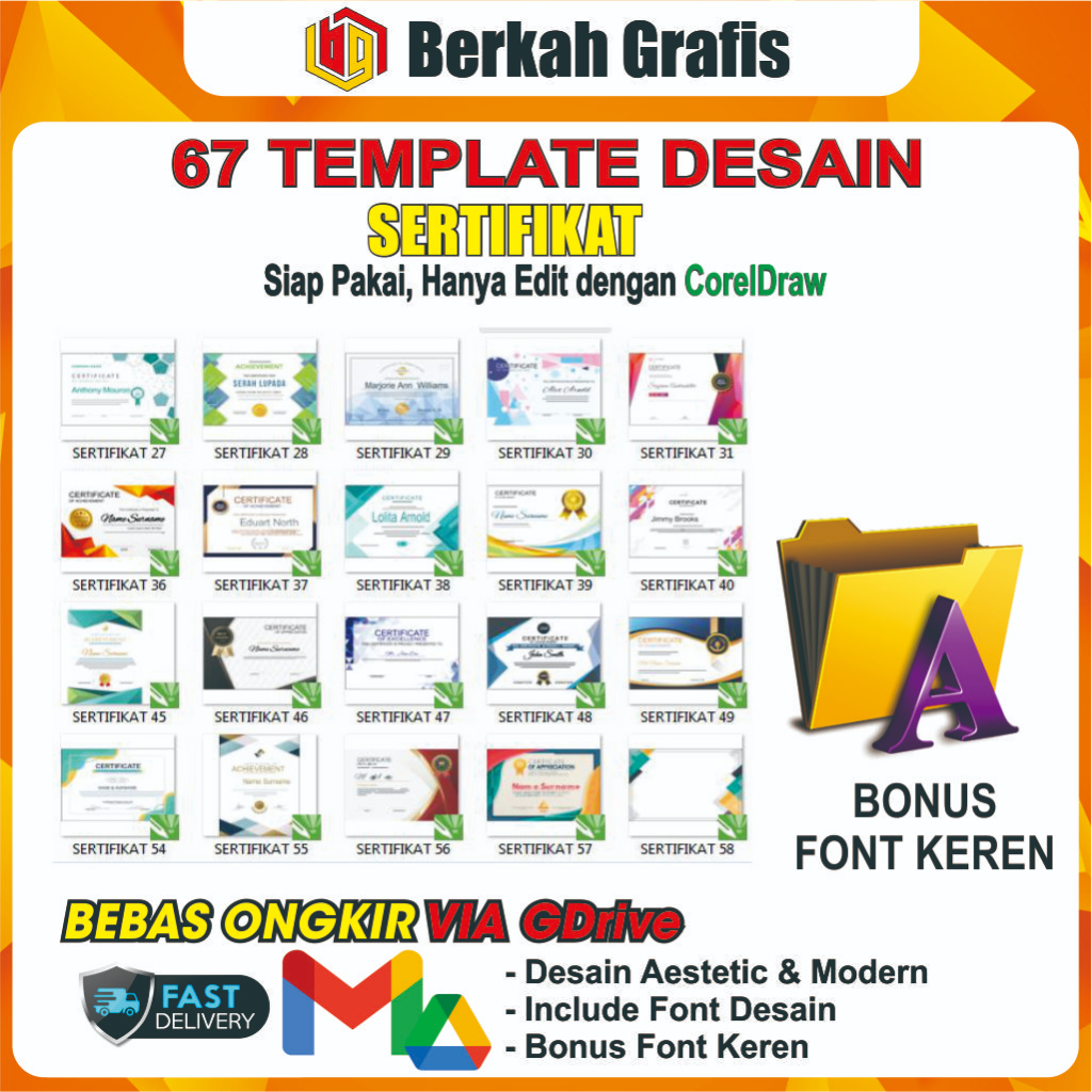Jual [HARGA MURAH] 67 Template Desain Sertifikat Format CDR | Shopee ...