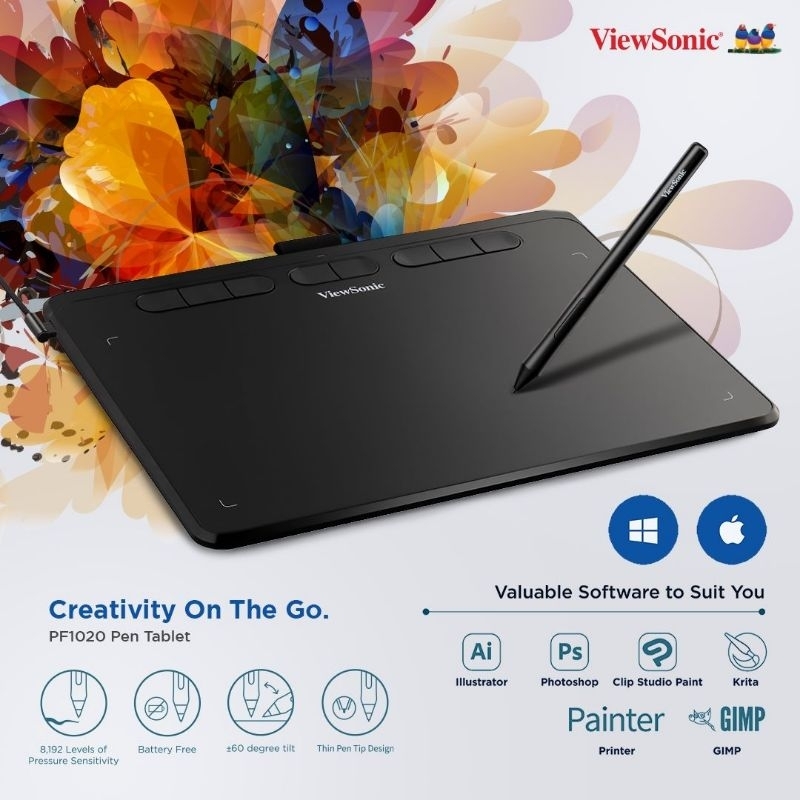 Jual Viewsonic PF1020 Drawing Graphic Pen Tablet Lightweight Type C ...