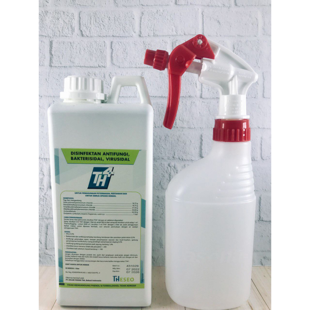 Jual TH4 DISINFEKTAN 1 LITER BUNDLING BOTOL SPRAY 1 LITER / TH4 1 LITER ...