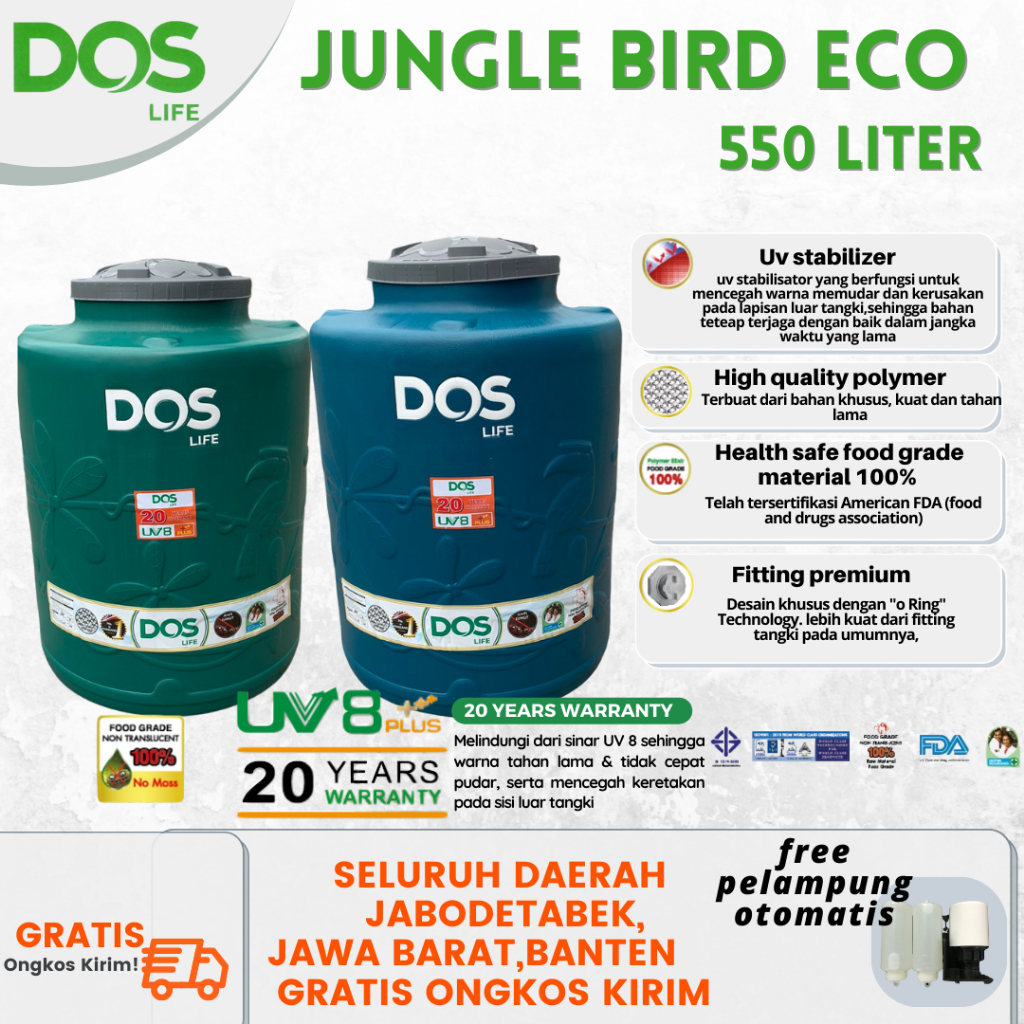 Jual DOS - Water Tank Jungle bird Eco Dark 550 Liter Toren Air Tandon ...