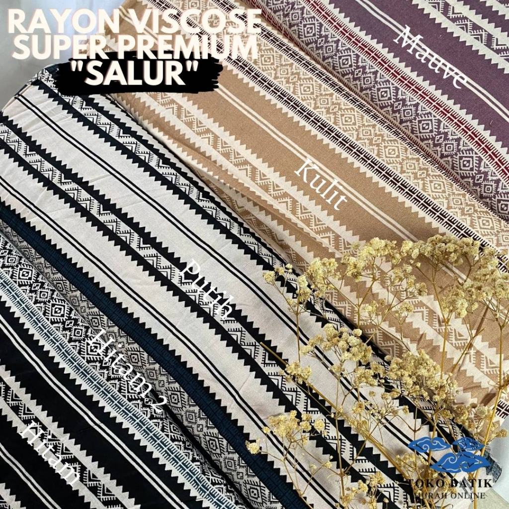 Jual Kain Katun Rayon Silky Viscose Print Motif SALUR ULTRA Premium ...