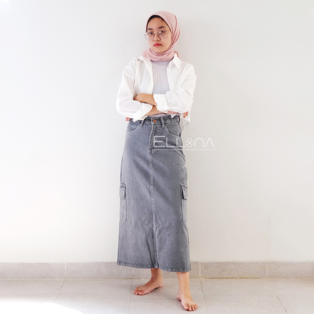 Jual OSSO JEANS - Rok Cargo Abu - Cargo Skirt Grey | Shopee Indonesia