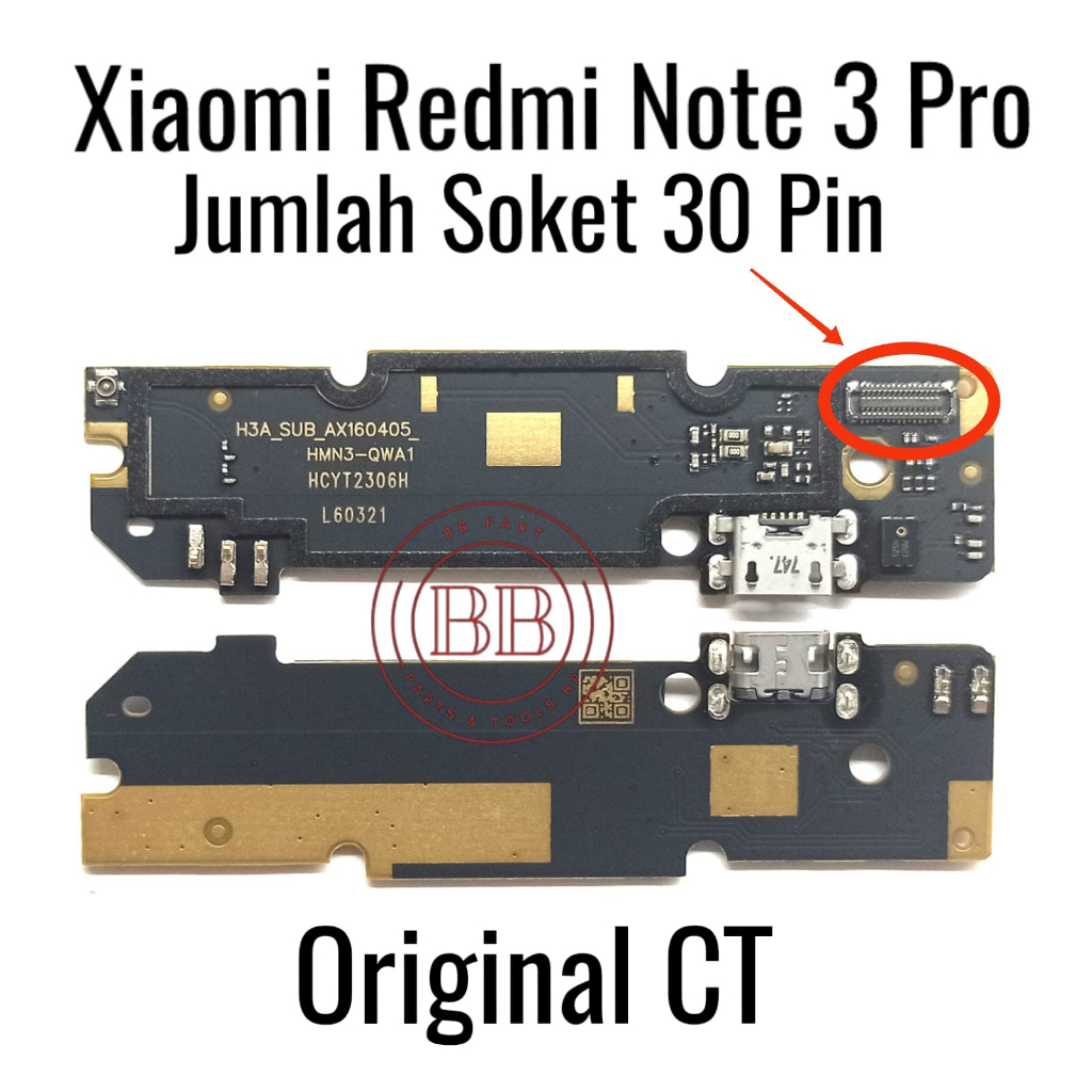 Jual Original CT Ada IC - Papan Konektor PCB Connector Charger & MIC Xiaomi Redmi Note 3 Pro ...