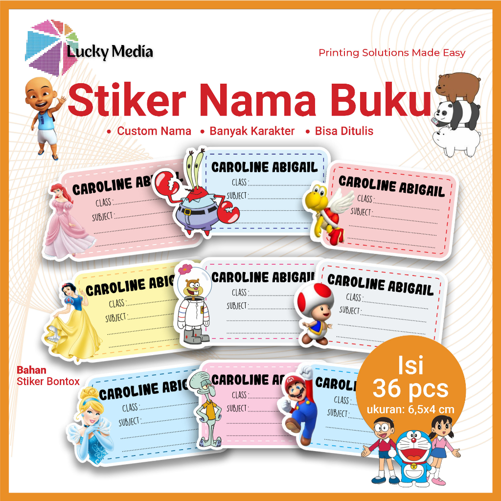 Jual Sticker Mata Pelajaran Nama Buku Custom Isi 36pcs / Stiker Anak ...