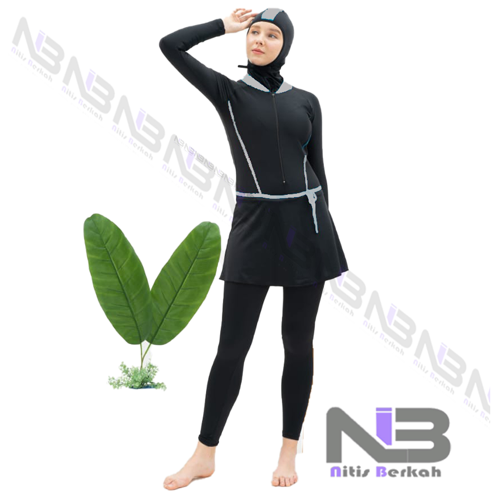 Jual NIBER baju renang wanita muslimah polos lis bahan premium/Baju ...