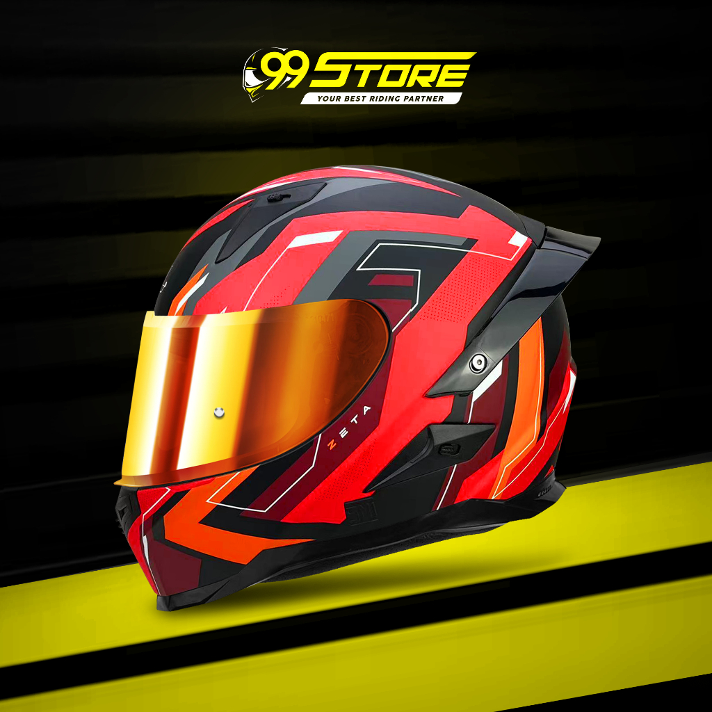 Jual Helm Fullface Ganteng Sporty Snail FFS1 Zeta Red Matt Visor Red ...