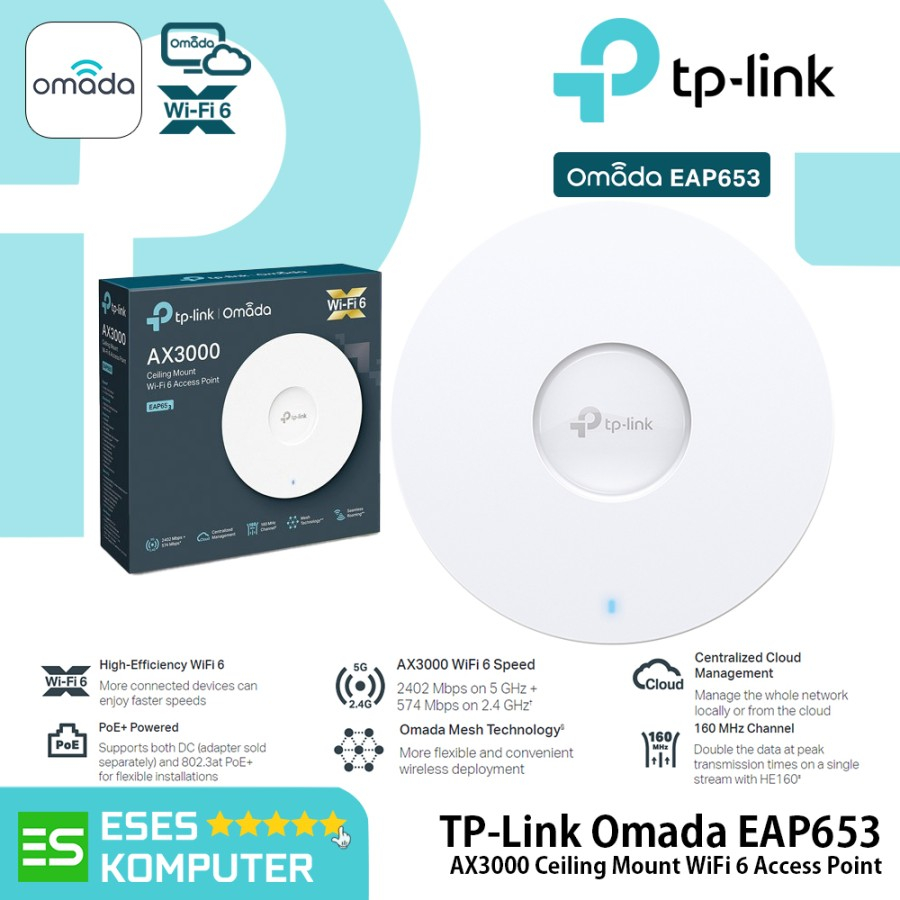 Jual TP-Link Omada EAP653 AX3000 Ceiling Mount WiFi 6 PoE+ Access Point ...