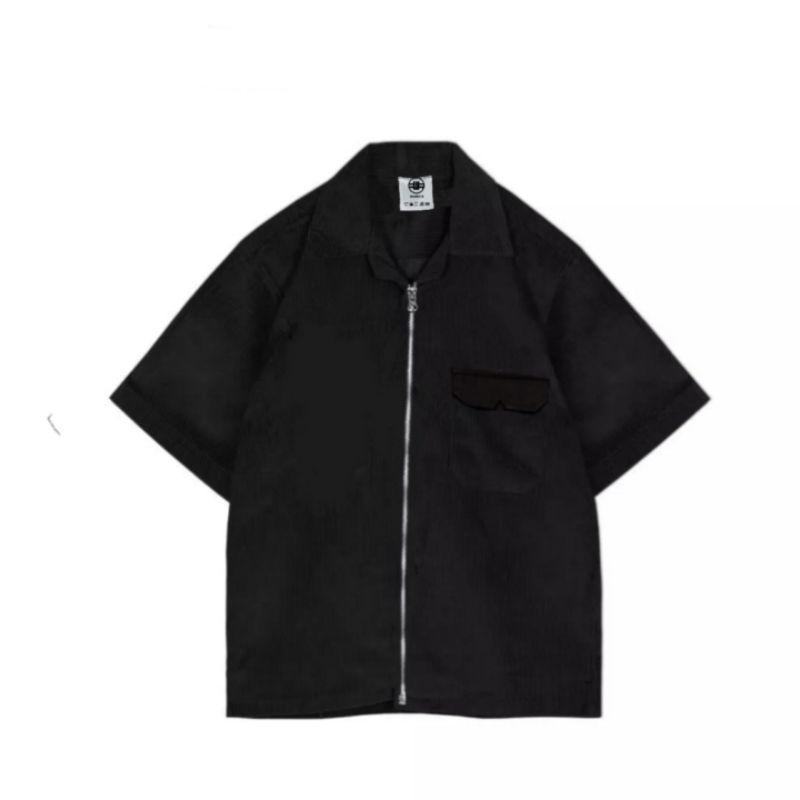 Jual Warstudio - Boxy Work shirt Corduroy Black polos | Shopee Indonesia