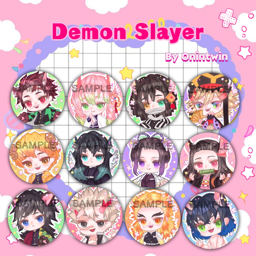 Jual Demon Slayer button pin by onintwin / Pocket Mirror kimetsu no ...