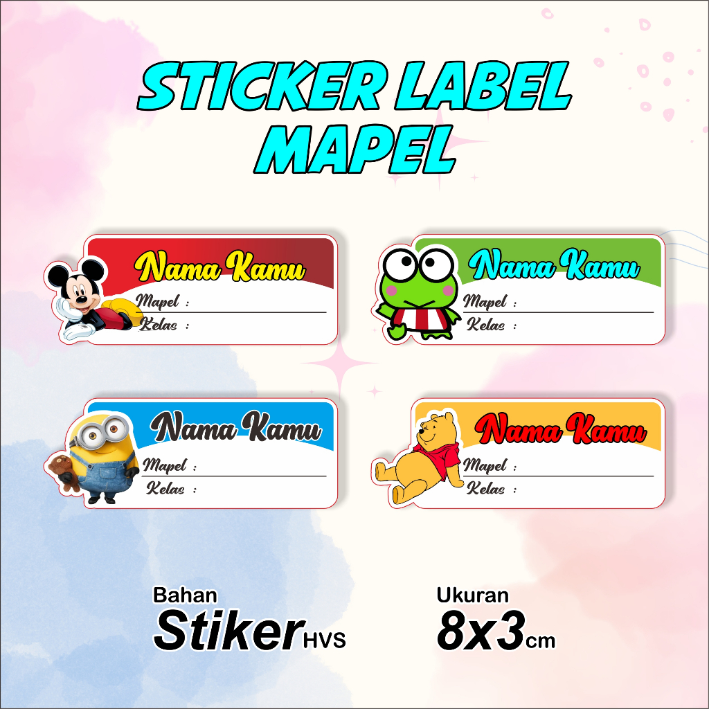 Jual STICKER STIKER LABEL BUKU MAPEL KARTUN, STIKER BUKU SEKOLAH ...