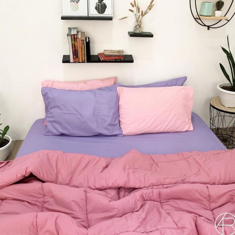 Jual Bedcover Set Single Two Tone Kombinasi Warna Polos Tanpa Embos ...