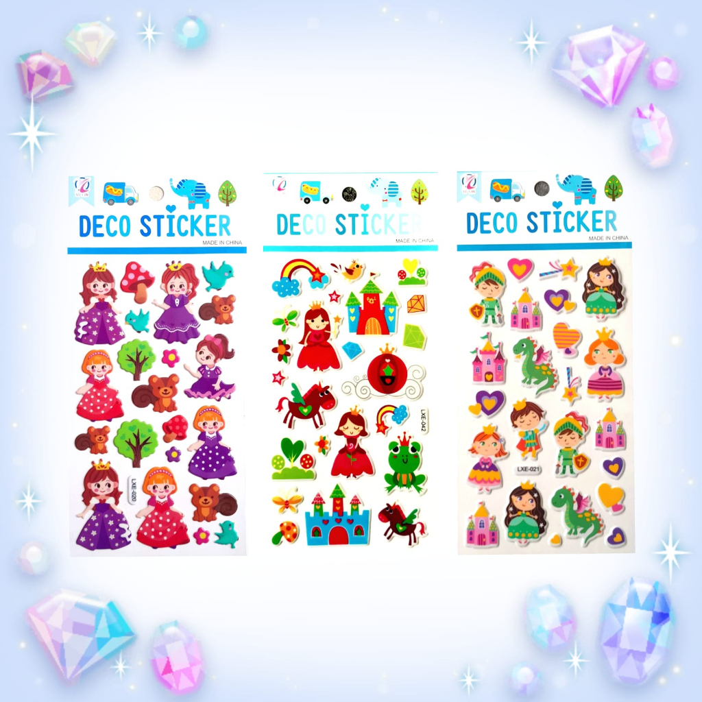 Jual Sticker Timbul Gambar Tempel Stiker Anak Karakter Kartun Princess ...