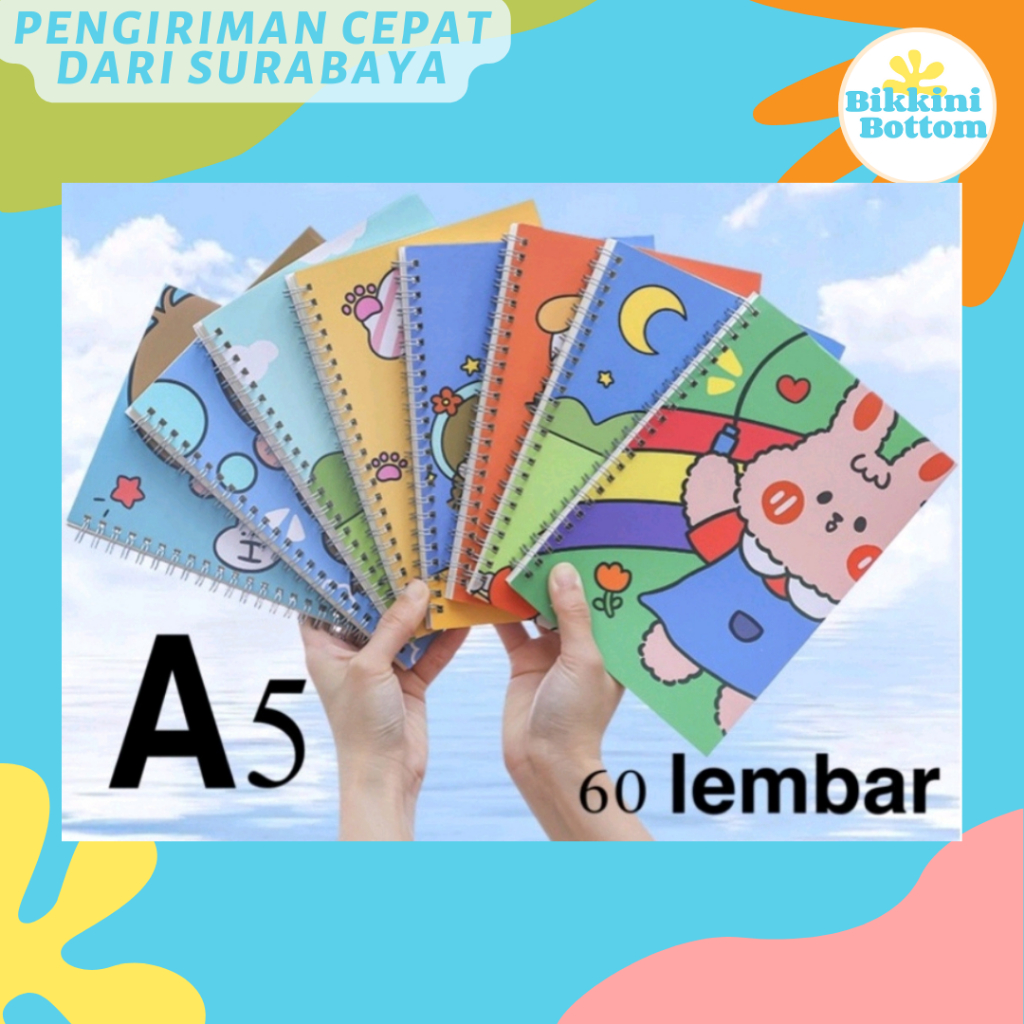 Jual Buku Tulis A5 Spiral Isi 60 Lembar / Agenda / Note Book / Buku ...