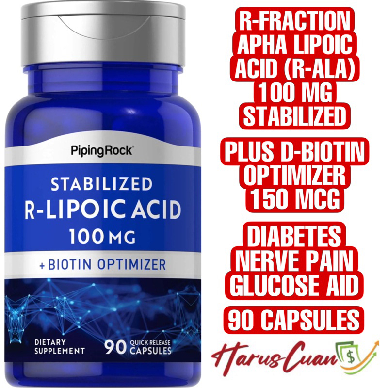 Jual Piping Rock R-Fraction Alpha Lipoic Acid (ALA) 100 mg 90 Capsules ...