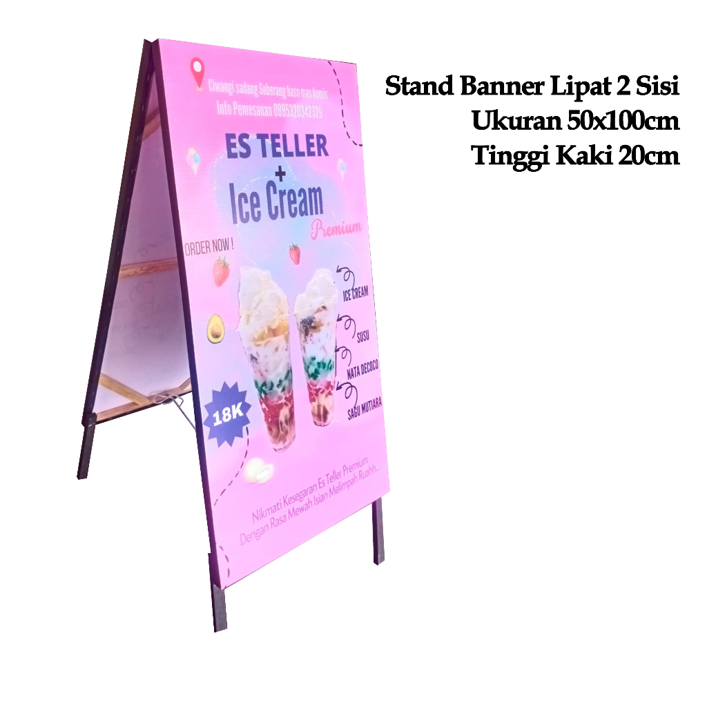 Jual Stand Banner Lipat 2 sisi 50x120 cm Standing Kayu Include Banner ...