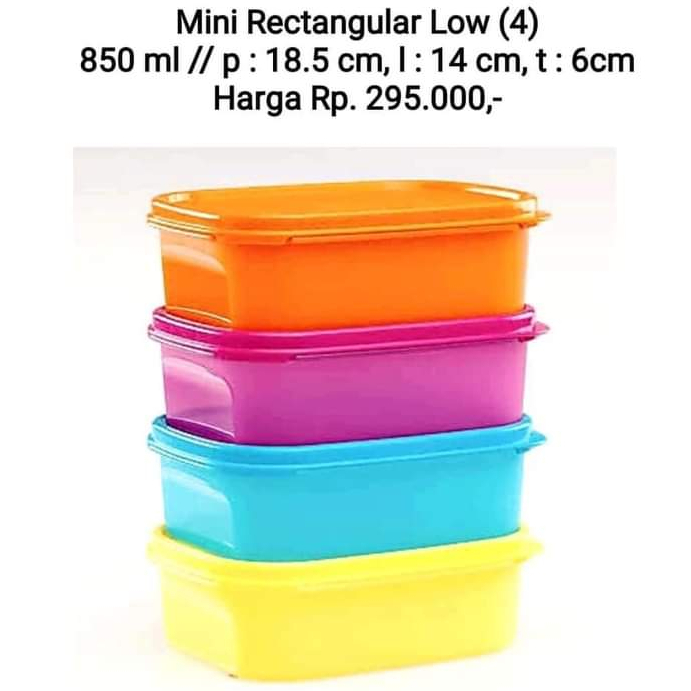 Jual Low mini rectangular 850ml wadah bekal tupperware | Shopee Indonesia