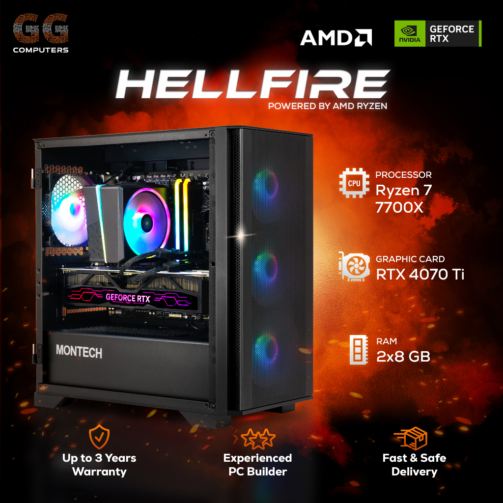 Jual PC Gaming AMD |Ryzen 7 7700X | RTX 4070 TI 12GB | 256GB NVMe|16GB ...