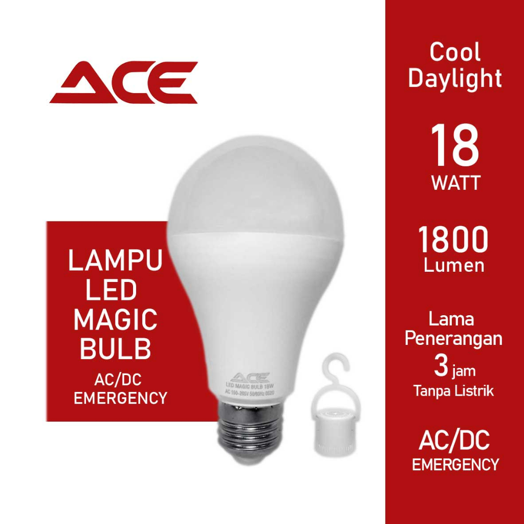 Jual ACE Lampu LED Magic AC/DC Emergency 18 Watt - Cahaya Putih | Shopee Indonesia