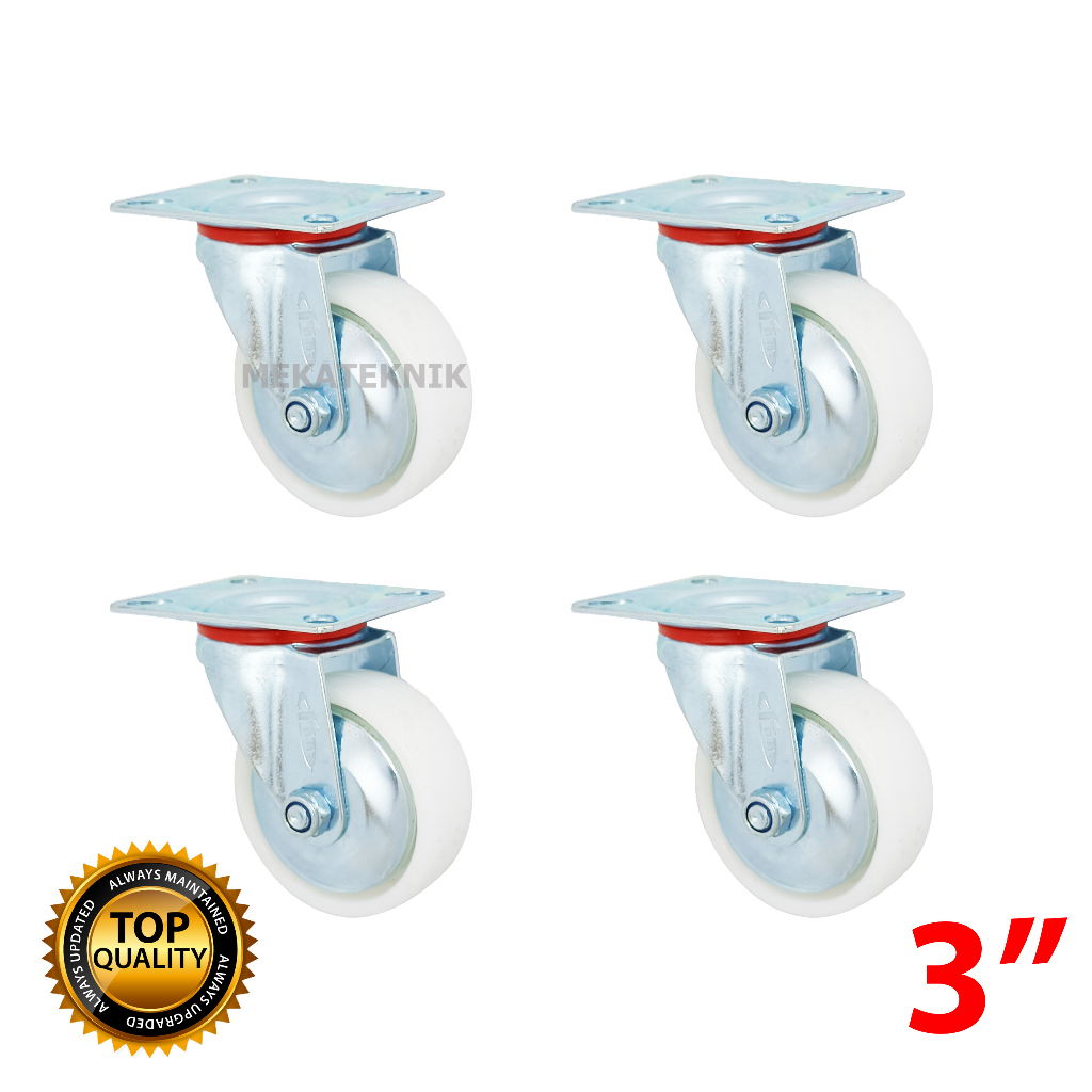 Jual RODA NYLON HIDUP PUTIH 3" FIT SET 4 PCS / RODA NILON TROLLEY ...
